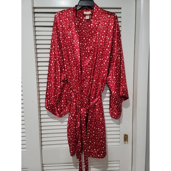 Intimates & Sleepwear | Vtg Silky Inner Most Robe Kimonostyle Polka Dot ...